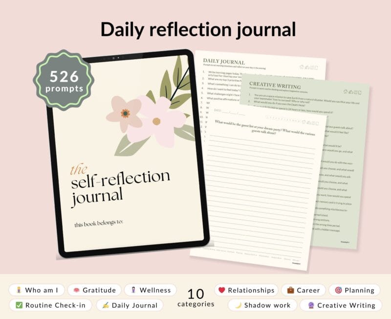526 Journal Prompts Daily Reflection Journal - Wondefull